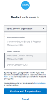 Xero Connection – Dwellant Help Centre